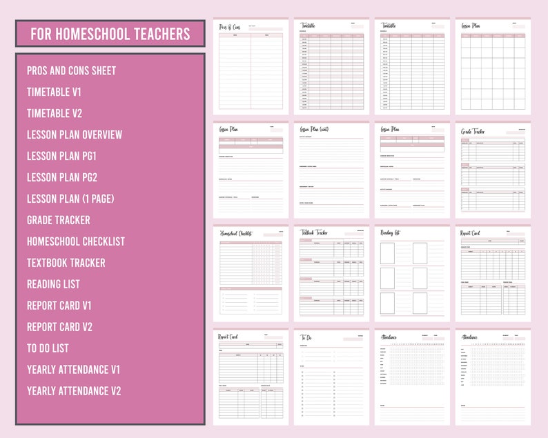 Homeschool Planner Printable Home School Teacher Academic - Etsy