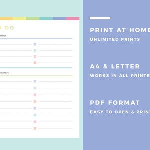 Printable to Do List for Kids, Rainbow Task Checklist for Childrens ...