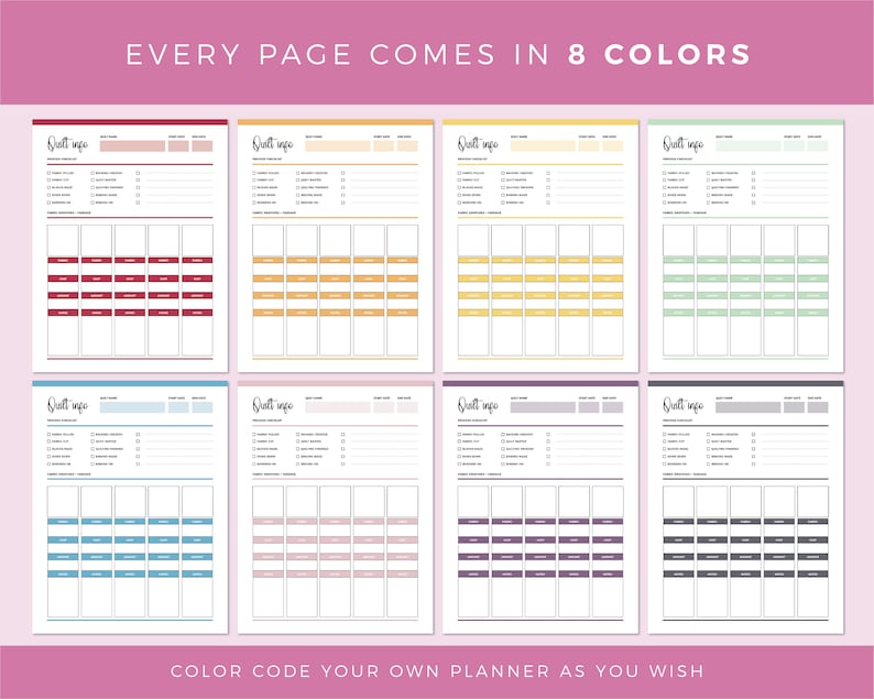 Quilting Planner Printable, Quilt Planner, Quilting Project Planner ...