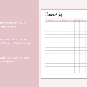 Printable Homework Log, Print at Home Homework Checklist, Homework ...