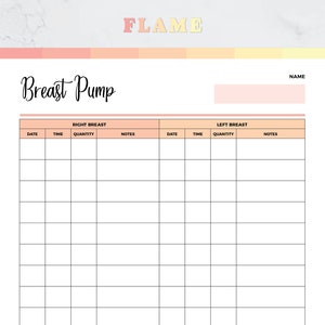 Printable Breast Pump Record, Breastfeeding Log, Breast Pumping Tracker ...