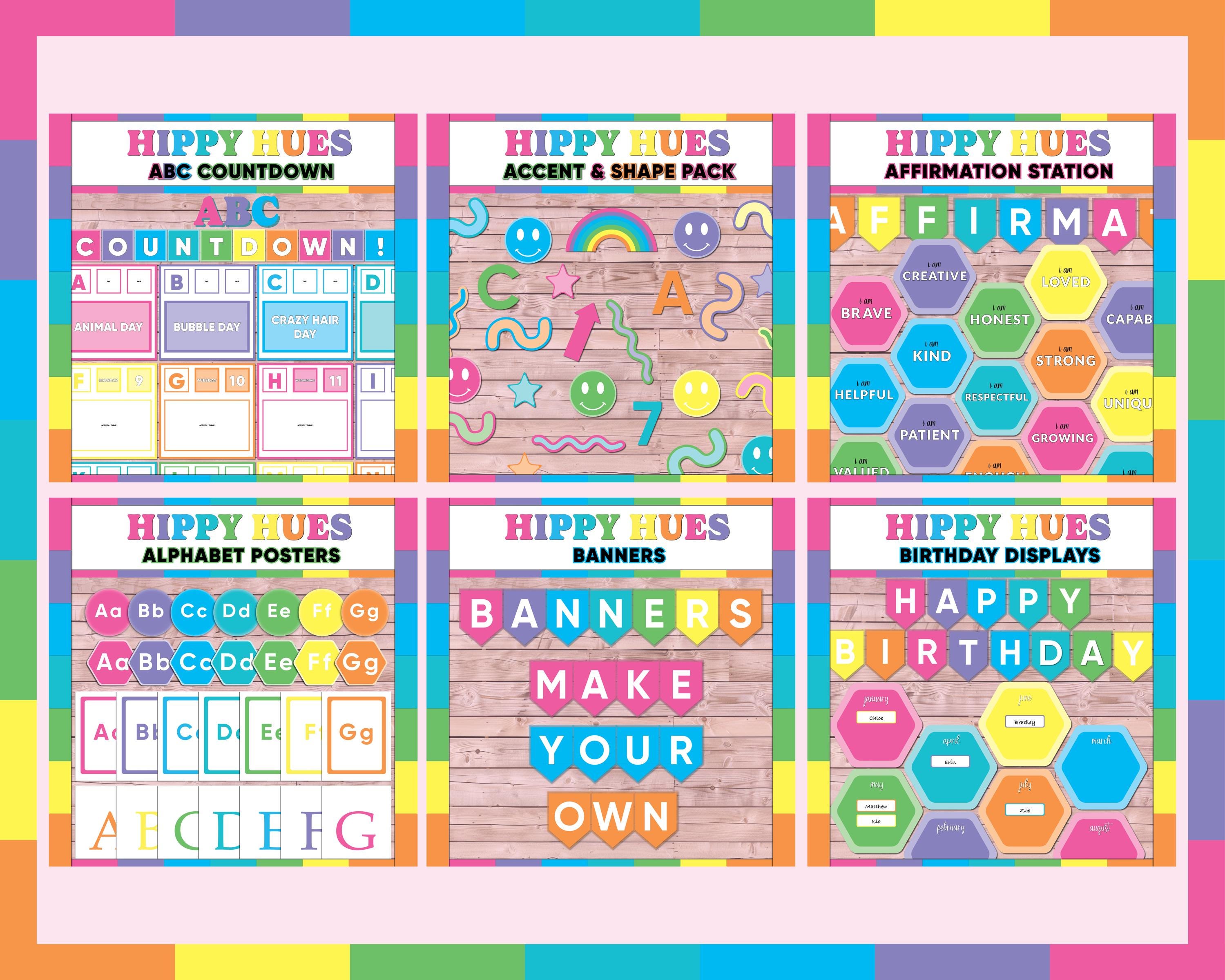 Bright Rainbow Classroom Decor Bundle | Colorful Bulletin Board Pack ...