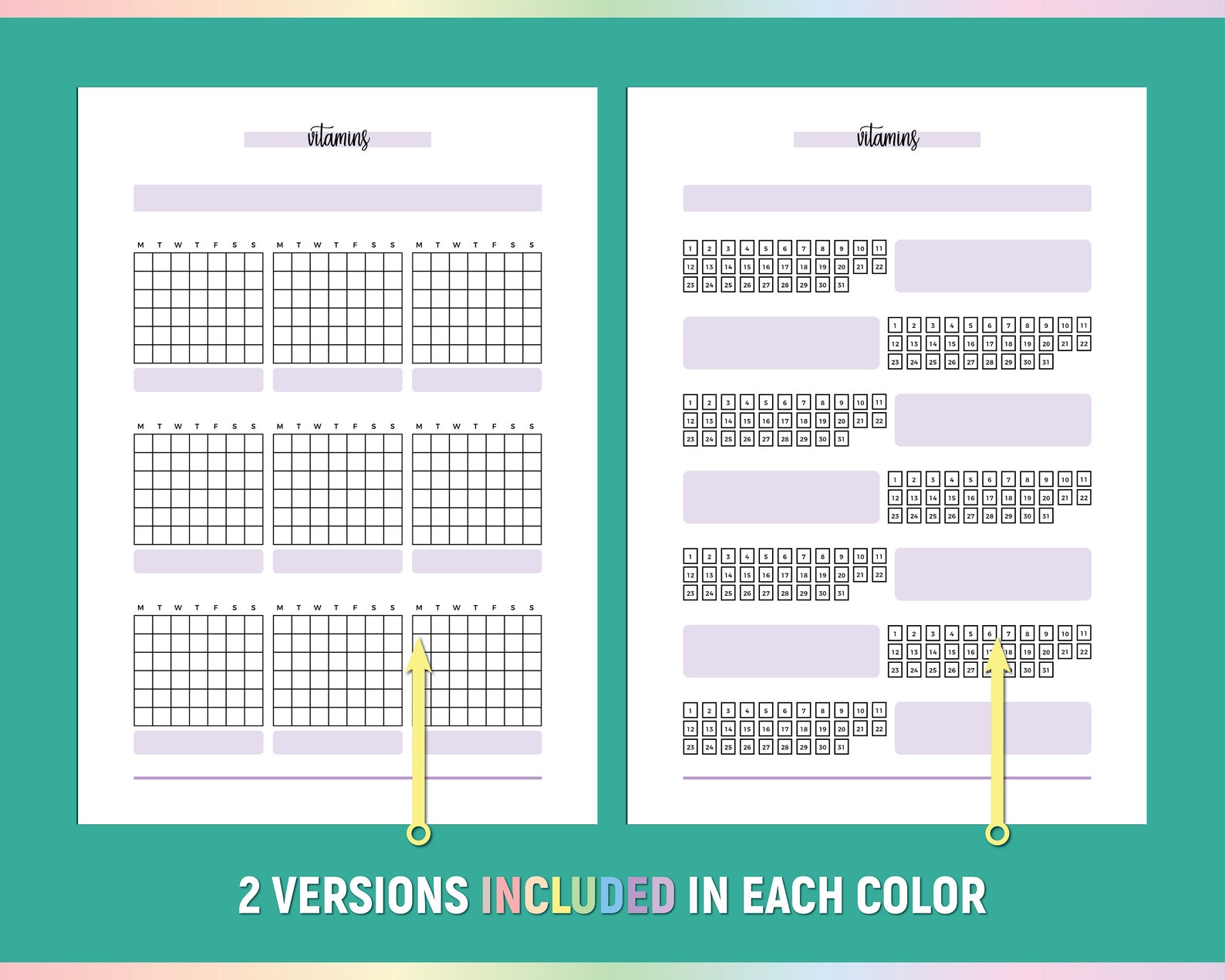A5 Monthly Vitamins Template, Printable Supplement Tracking Tracker ...