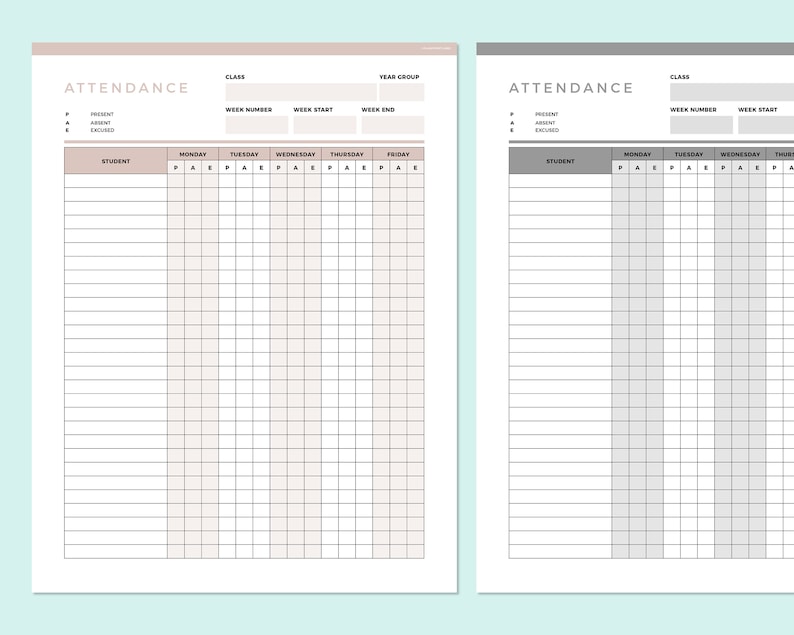 Editable Attendance Sheet Printable School Attendance Log - Etsy