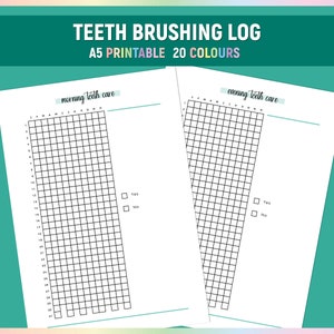 A5 Teeth Brushing Tracker, Printable Tooth Brushing Journal, Simple ...