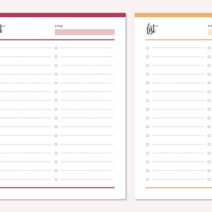 Printable Checklist Template, Blank List, Simple List for Planner, Cute ...