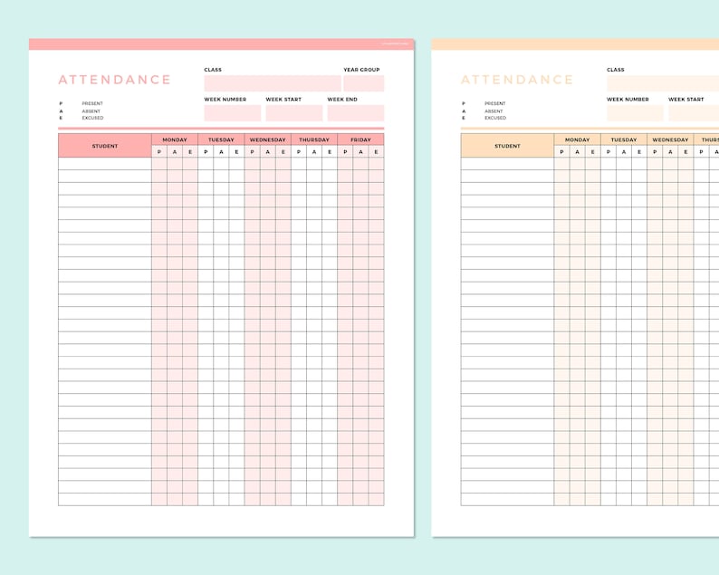 Editable Attendance Sheet Printable School Attendance Log - Etsy