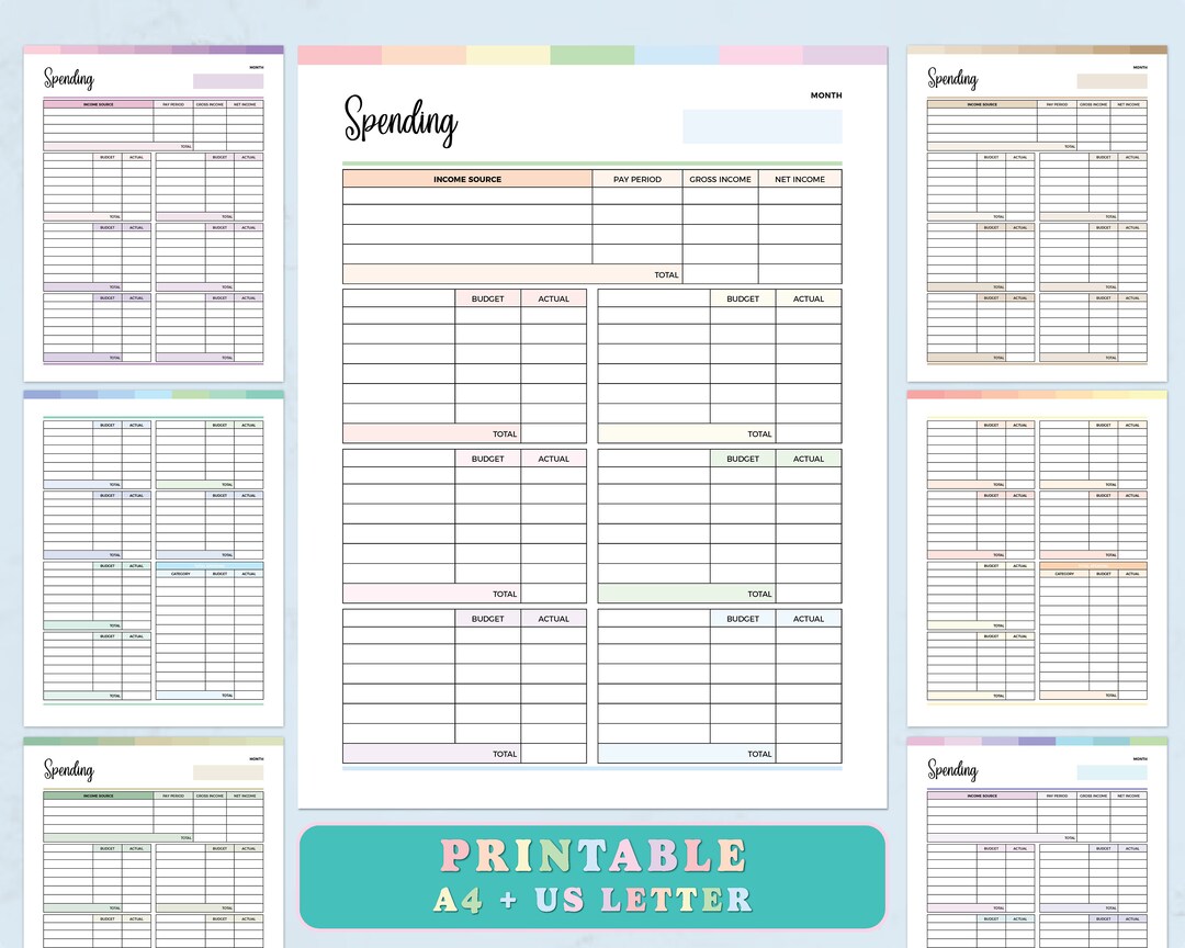 Spending Tracker Printable, Detailed Expense Tracking, Personal Finance ...