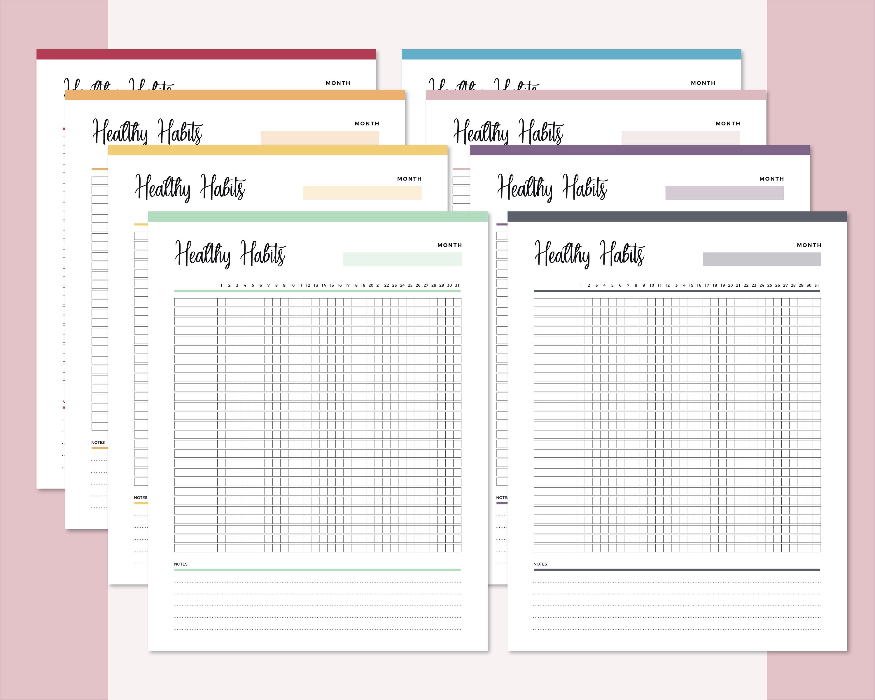 Printable Healthy Habit Tracker Daily Heath Tracking Sheet - Etsy