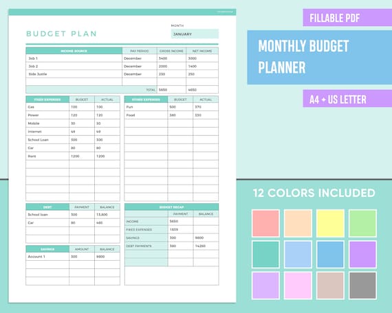 Editable Budget Planner Printable Fillable Budget Template - Etsy Australia
