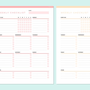 Editable Weekly Checklist Printable, Fillable to Do List , Weekly ...