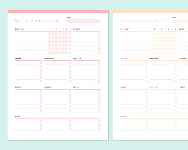 Editable Weekly Checklist Printable Fillable to Do List - Etsy