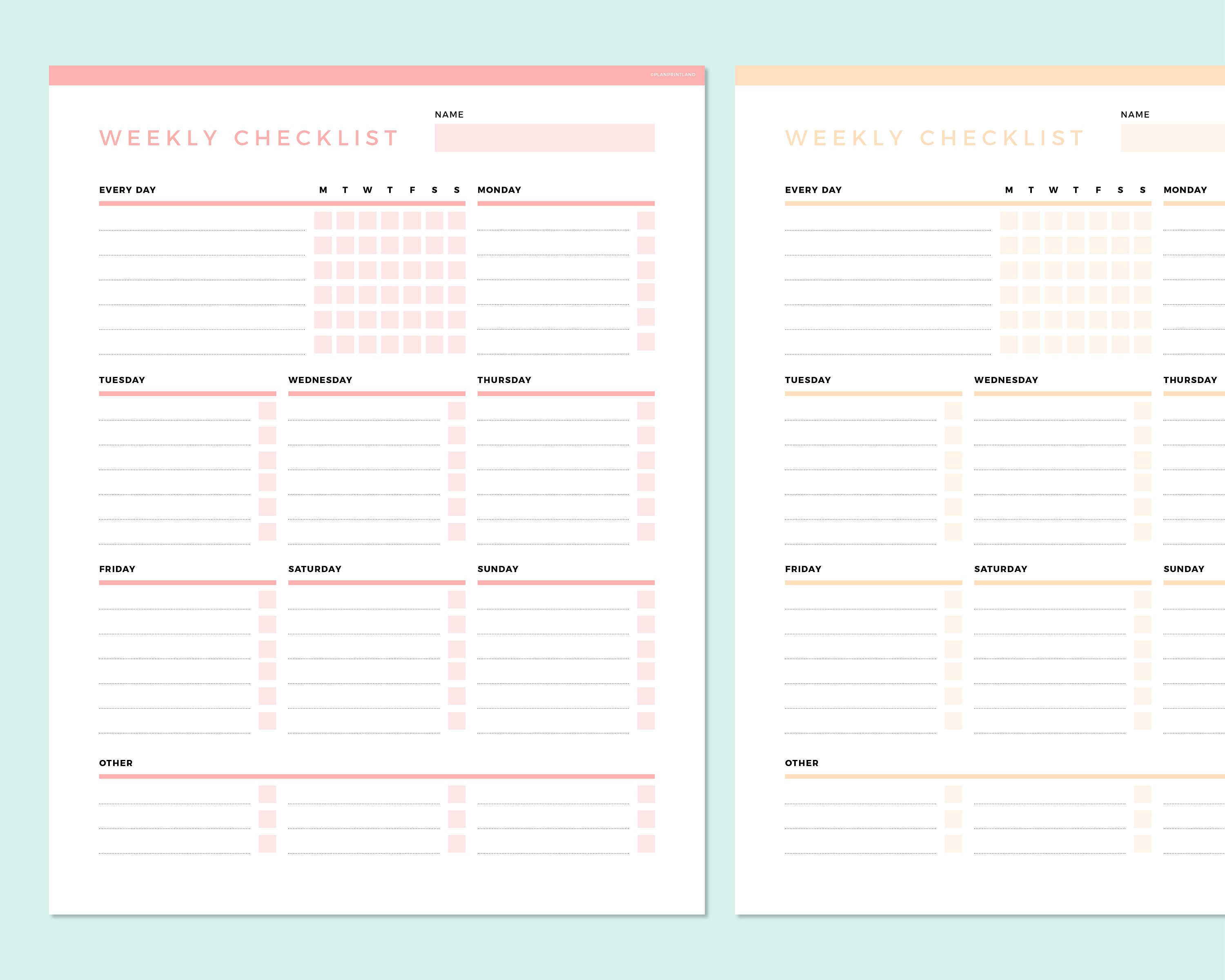 Editable Weekly Checklist Printable Fillable to Do List - Etsy Australia