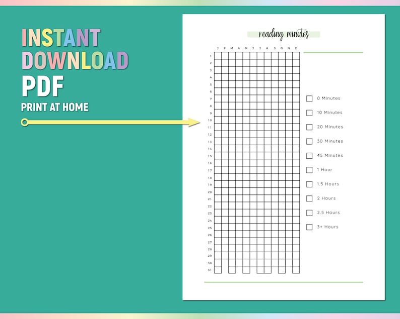 A5 Reading Minutes Tracker, Printable Reading Habit Journal, Simple ...