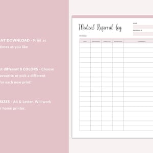 Medical Referral Log Printable, Referral Tracker for Referral ...