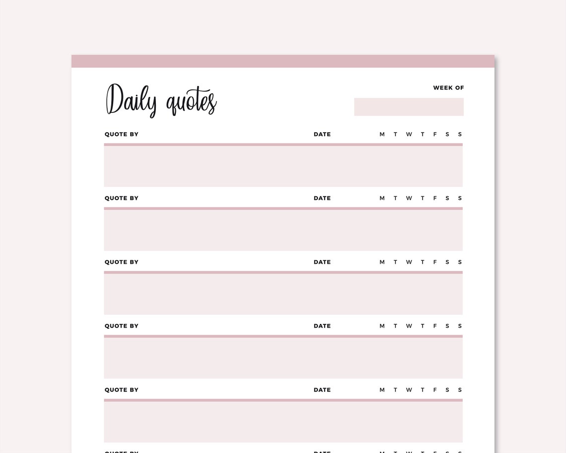 Printable Daily Quotes Positive Quote Tracker Daily - Etsy