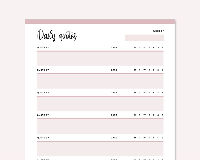 Printable Daily Quotes Positive Quote Tracker Daily - Etsy