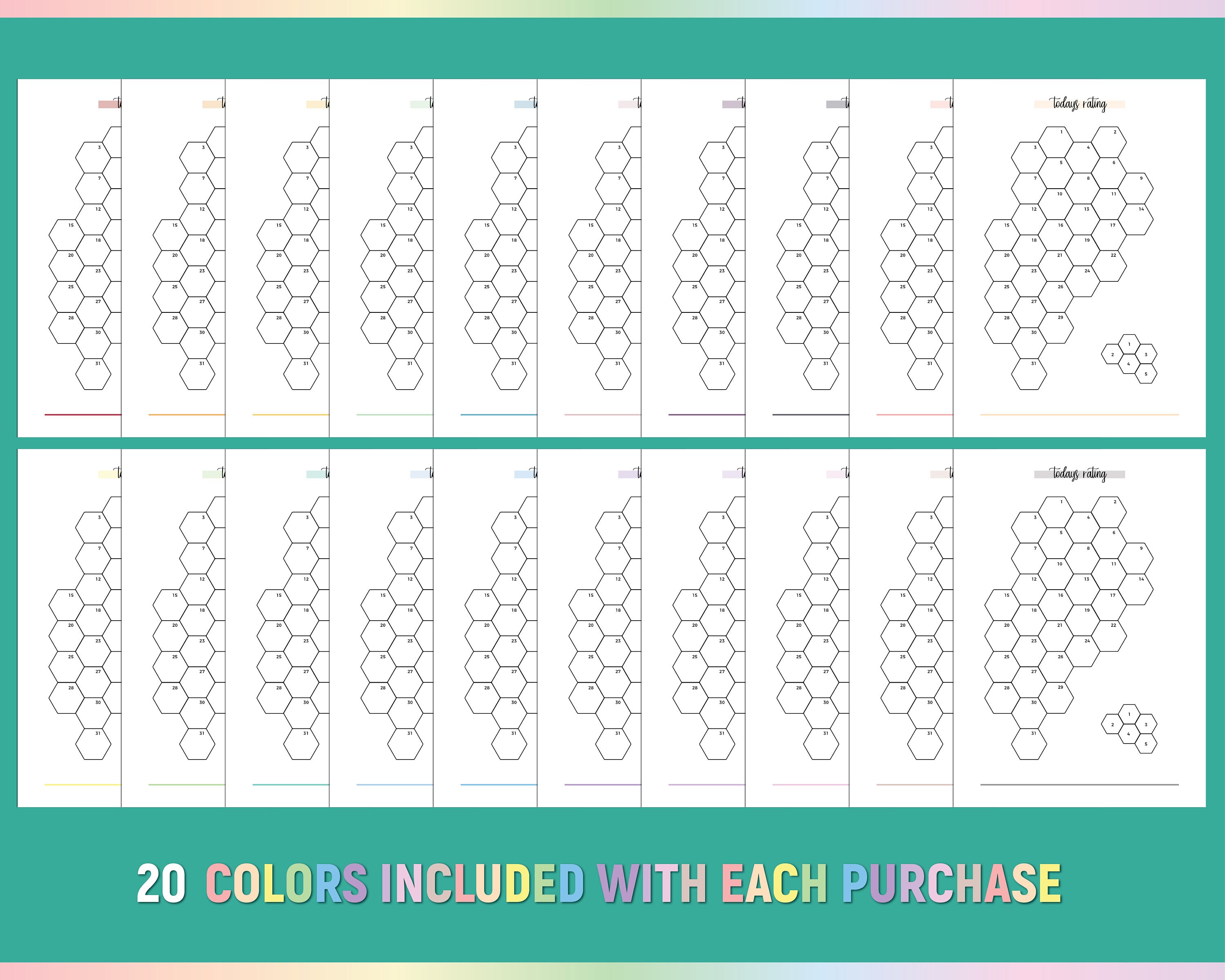 A5 Hexagonal Daily Rating Journal, Printable Hexagon Rating Tracker ...