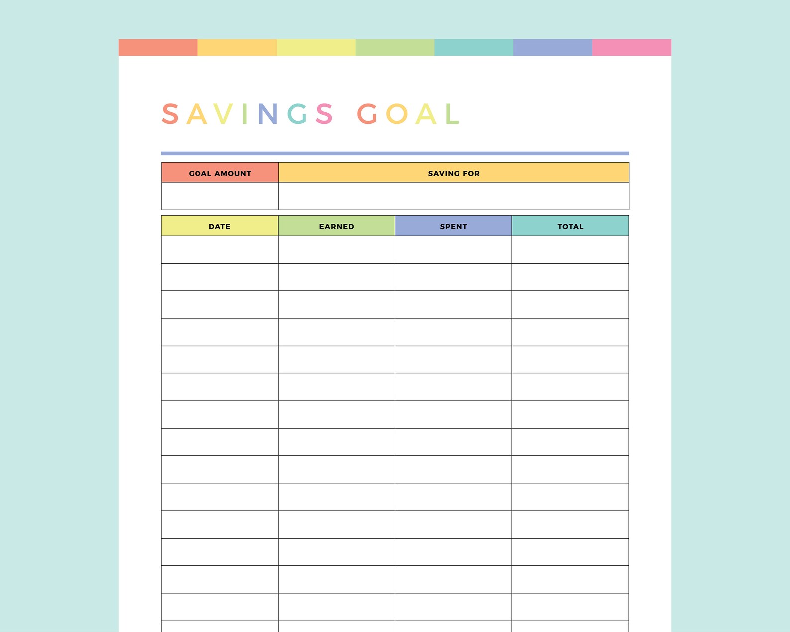 Printable Money Savings Goals for Kids Childrens Financial | Etsy