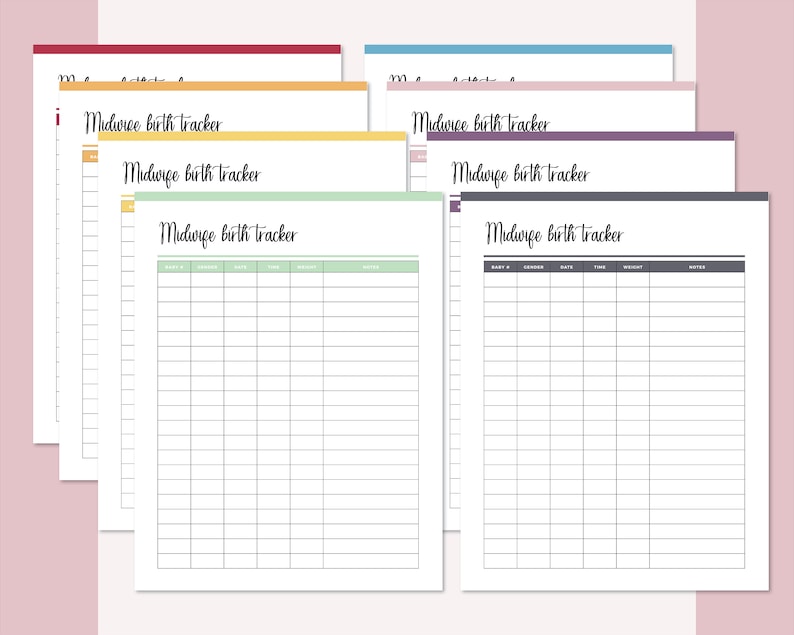 Printable Midwife Birth Tracker, Student Midwife Delivery Log, Babies ...