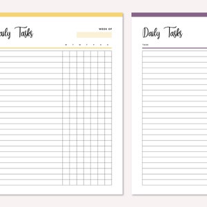 Printable Daily Checklist, Daily Task Checklist Template, Print at Home ...