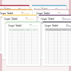 Printable Caregiver Timesheet, Home Health Care Time Sheet, Caregiver ...