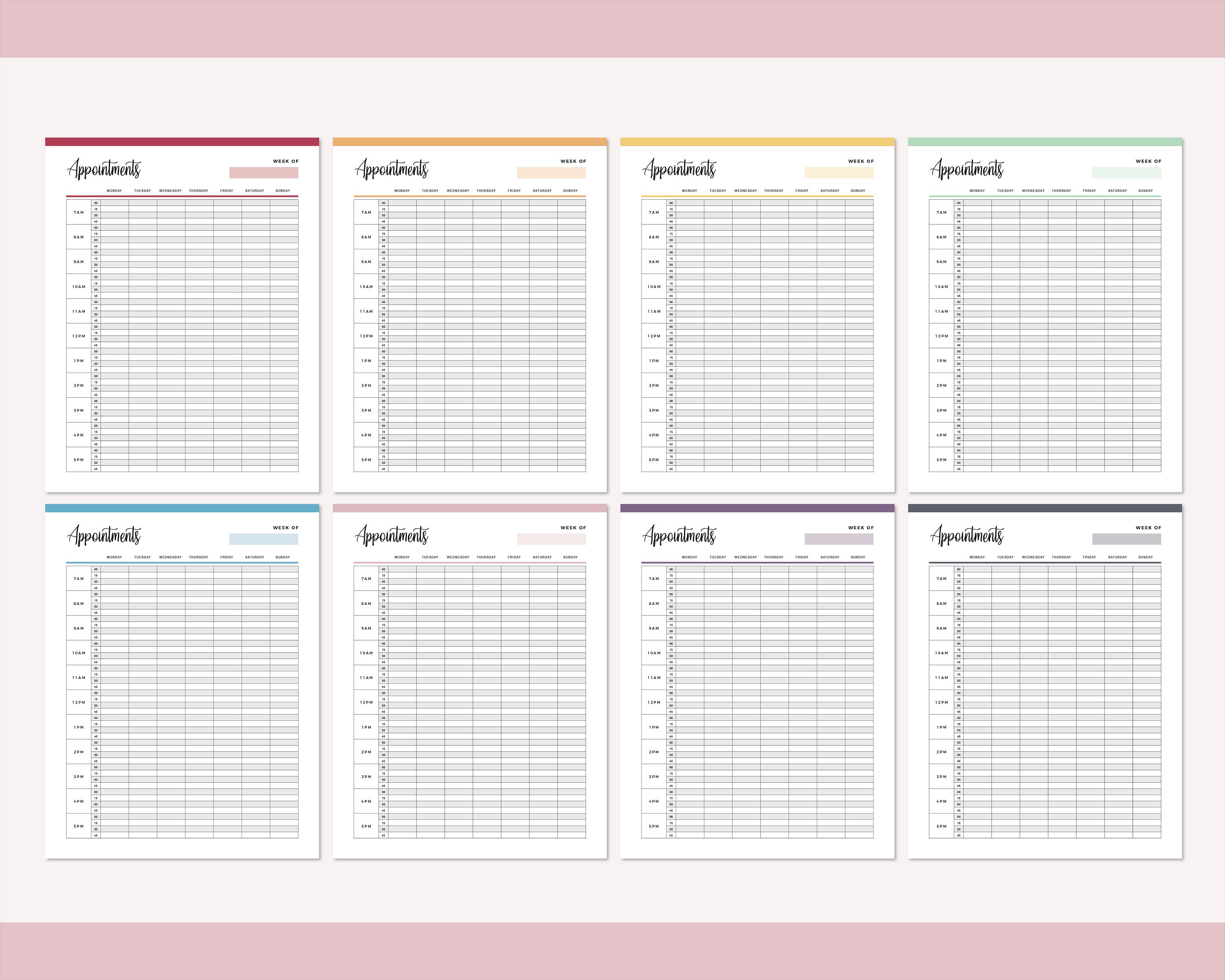 Printable Appointment Book Print at Home Timeslot Booking - Etsy