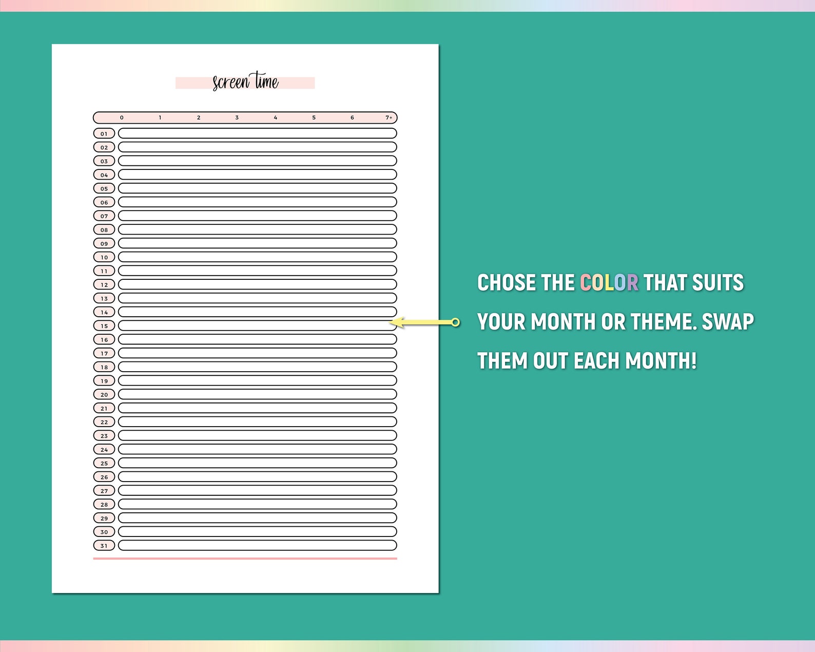 A5 Monthly Screen Time Template, Printable Digital Wellbeing Tracker ...