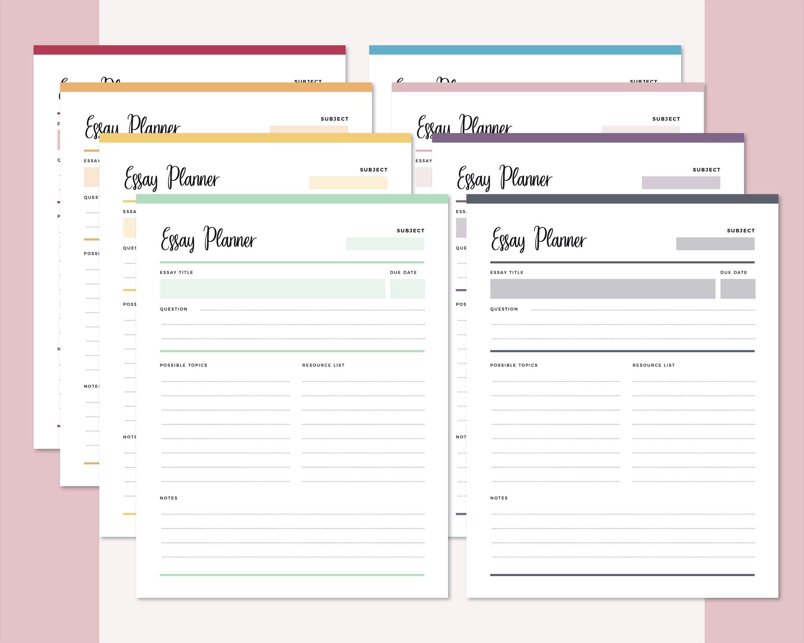 Printable Essay Planner Print at Home Exam Prep Page College - Etsy
