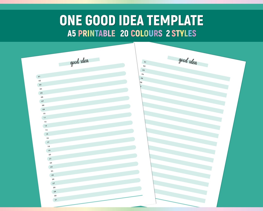 A5 One Good Idea Template, Printable Today's Creative Idea Tracker ...