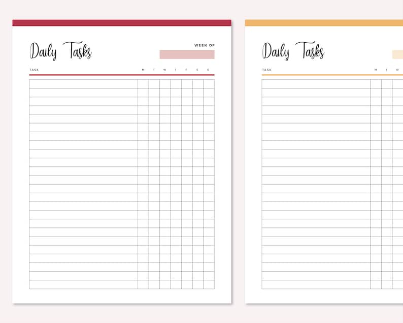 Printable Daily Checklist, Daily Task Checklist Template, Print at Home ...