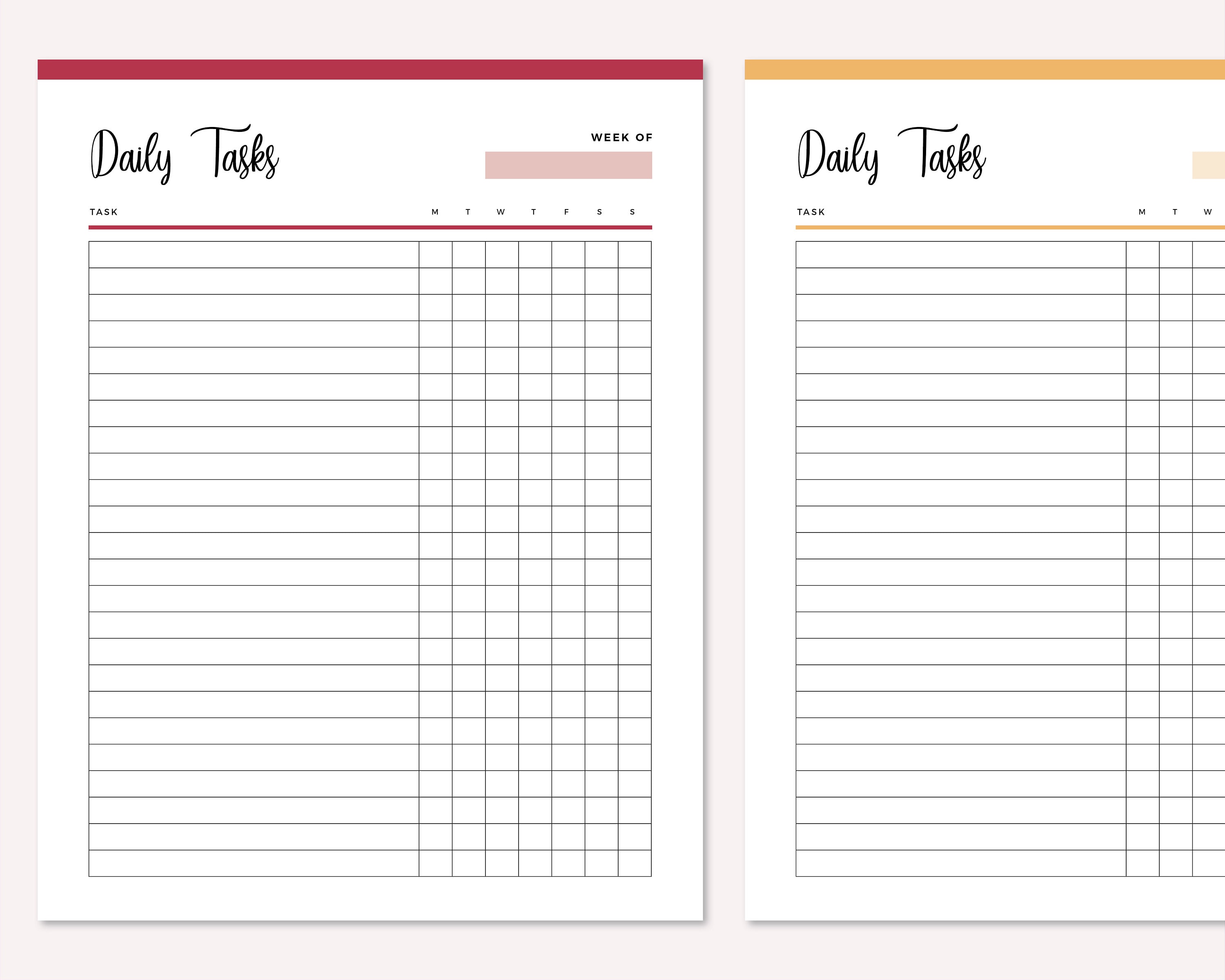 Printable Daily Checklist Daily Task Checklist Template - Etsy UK