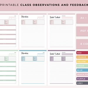 Printable Yoga Class Observations, Yoga Instructor Planner, Pilates ...