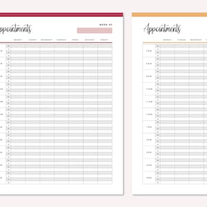 Printable Appointment Book, Print at Home Timeslot Booking Template for ...
