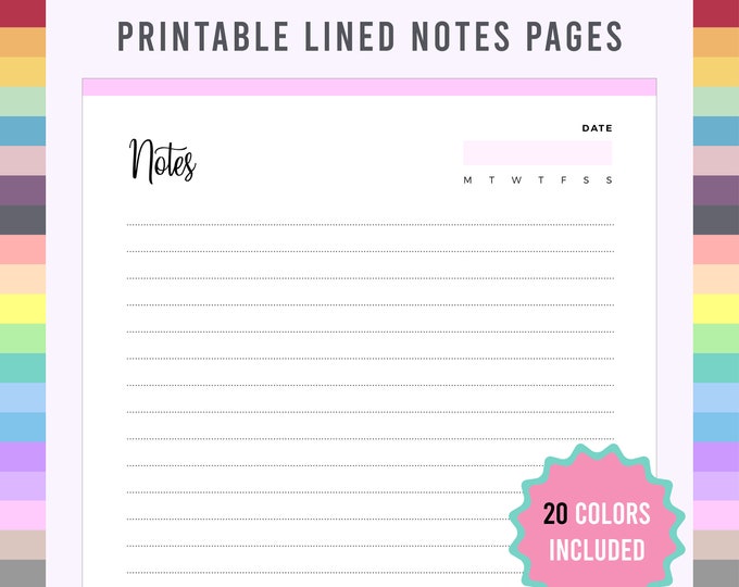 6 Unique Downloadable Note Taking Pages Featuring Coloring Page Margins ...