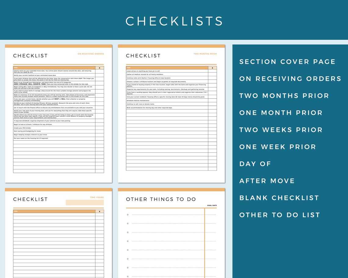 PCS binder printable PCS checklist Military move planner | Etsy