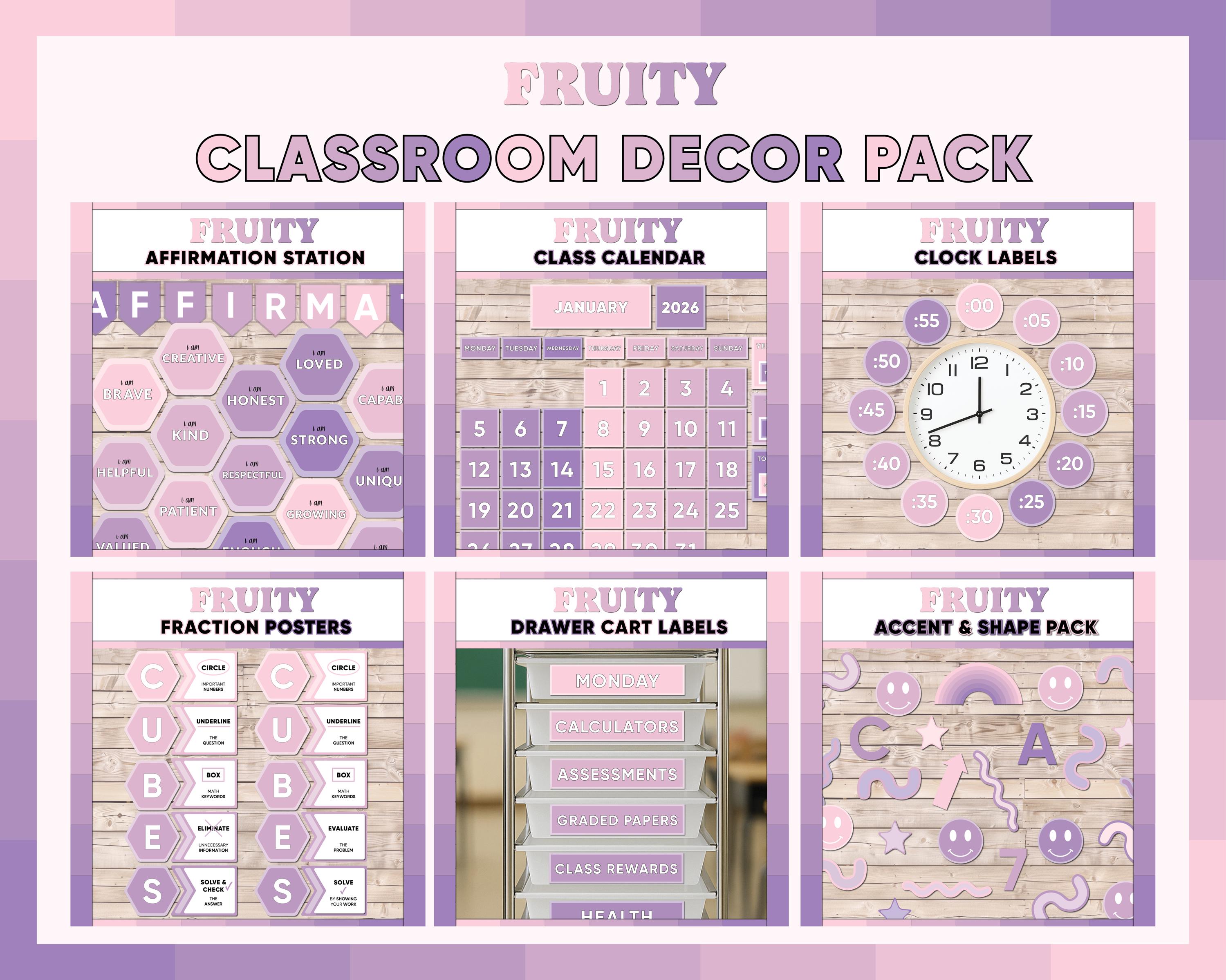 Pink and Purple Classroom Decor Bundle - Teacher Class Decorations - Etsy