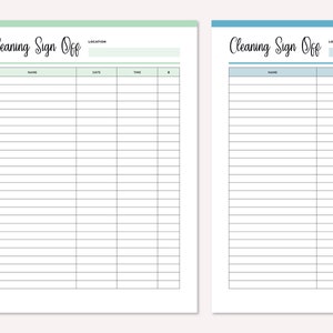Printable Cleaning Sign-off Sheet, Restroom Cleaning, Bathroom Cleaner ...