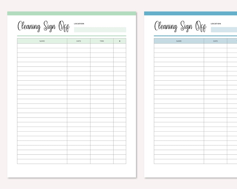 Printable Cleaning Sign-off Sheet Restroom Cleaning Bathroom - Etsy ...