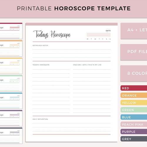 Printable Daily Horoscope Template Zodiac Sign Horoscope - Etsy