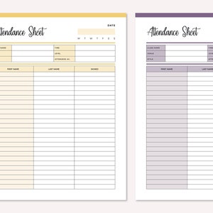 Printable Fitness Class Attendance Sheet, Sign off Sheet, Yoga Class ...