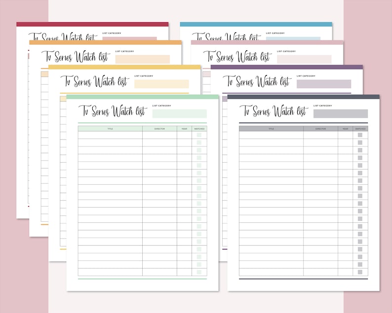 TV Series Watchlist Printable Television Show Watch List TV - Etsy