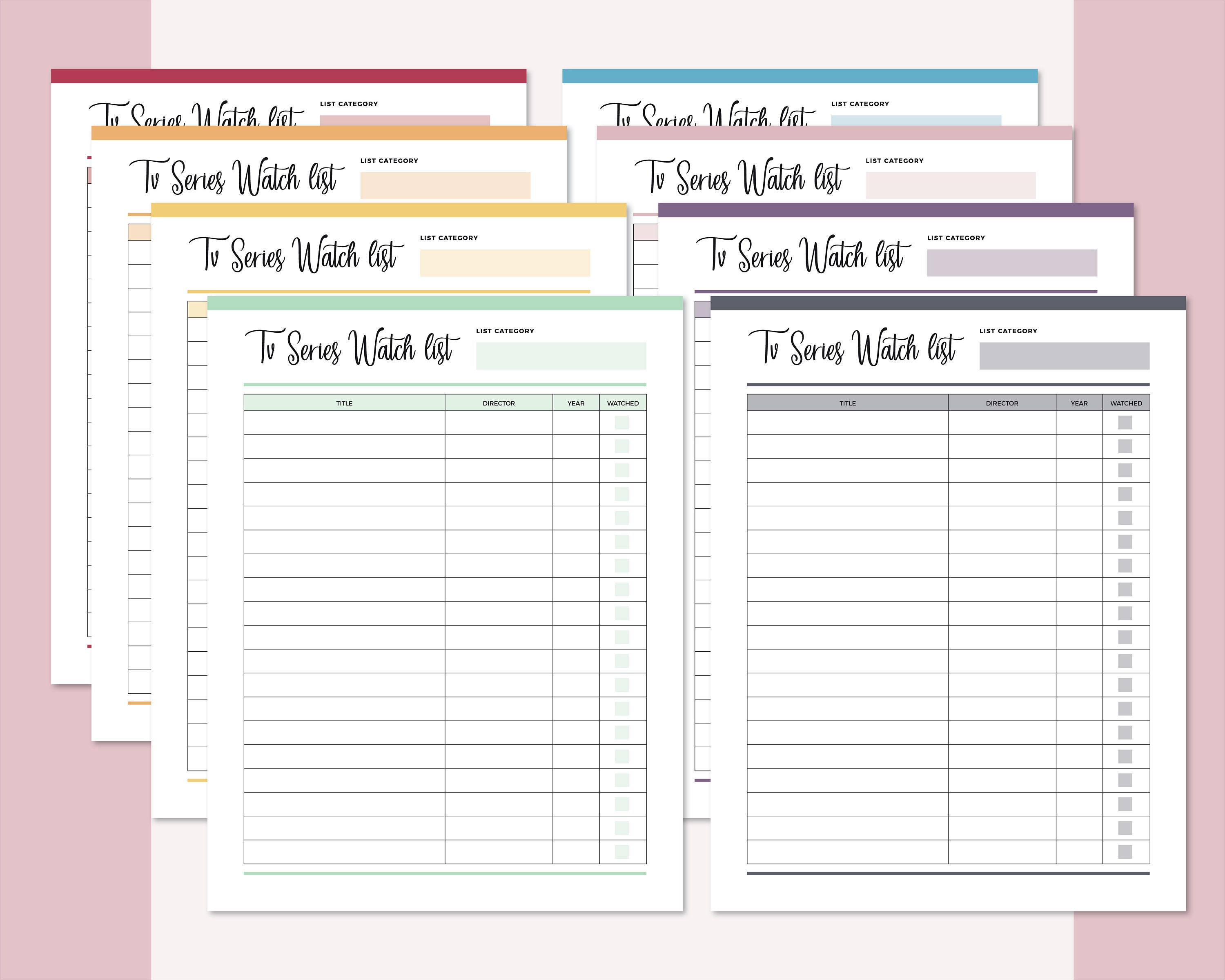 TV Series Watchlist Printable Television Show Watch List TV - Etsy