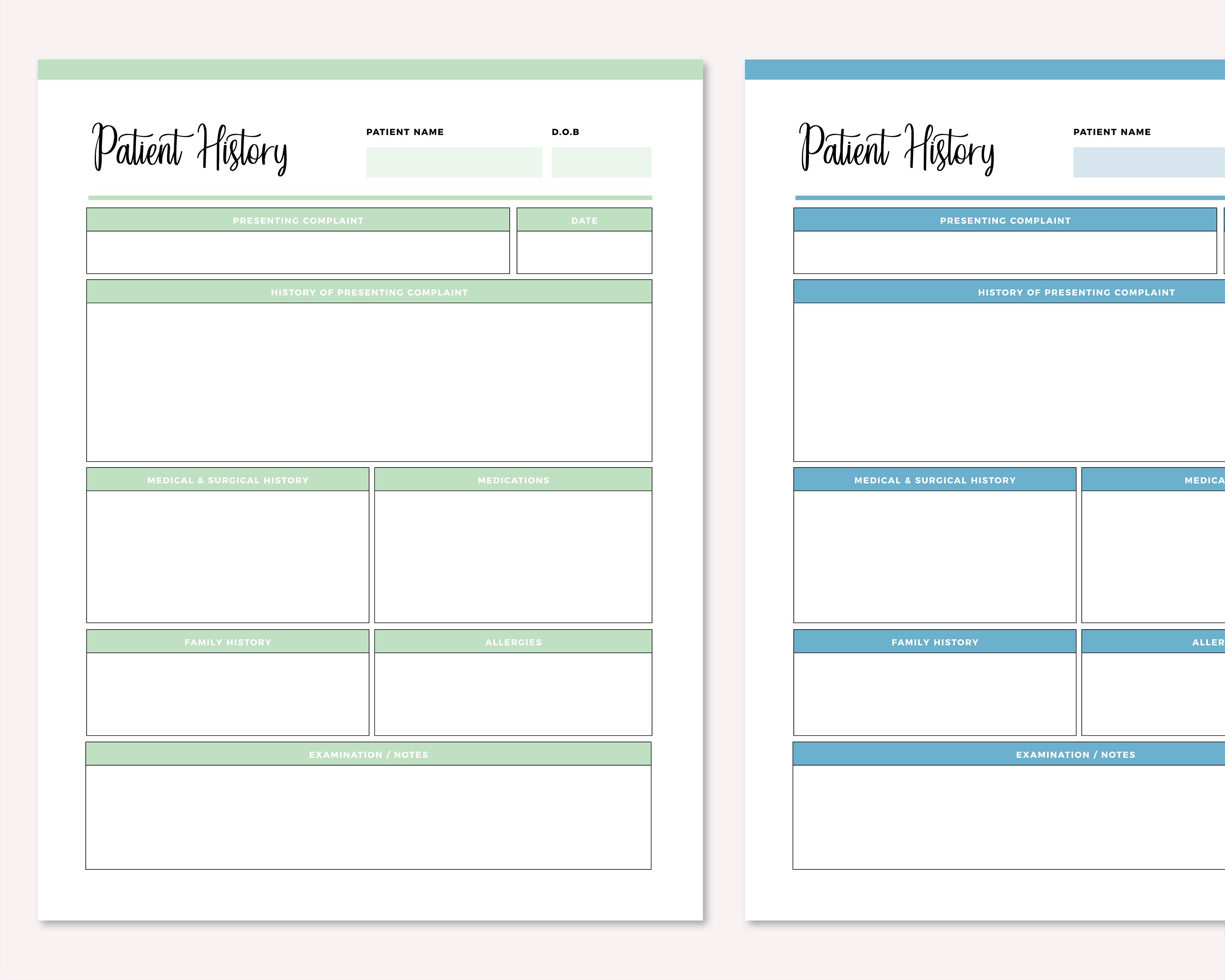 Printable Nursing Patient History Sheet Nursing Student - Etsy Canada