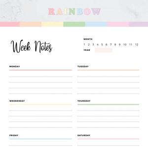 Printable Weekly Notes PDF, Week Notes Planner Insert, Notes Checklist ...