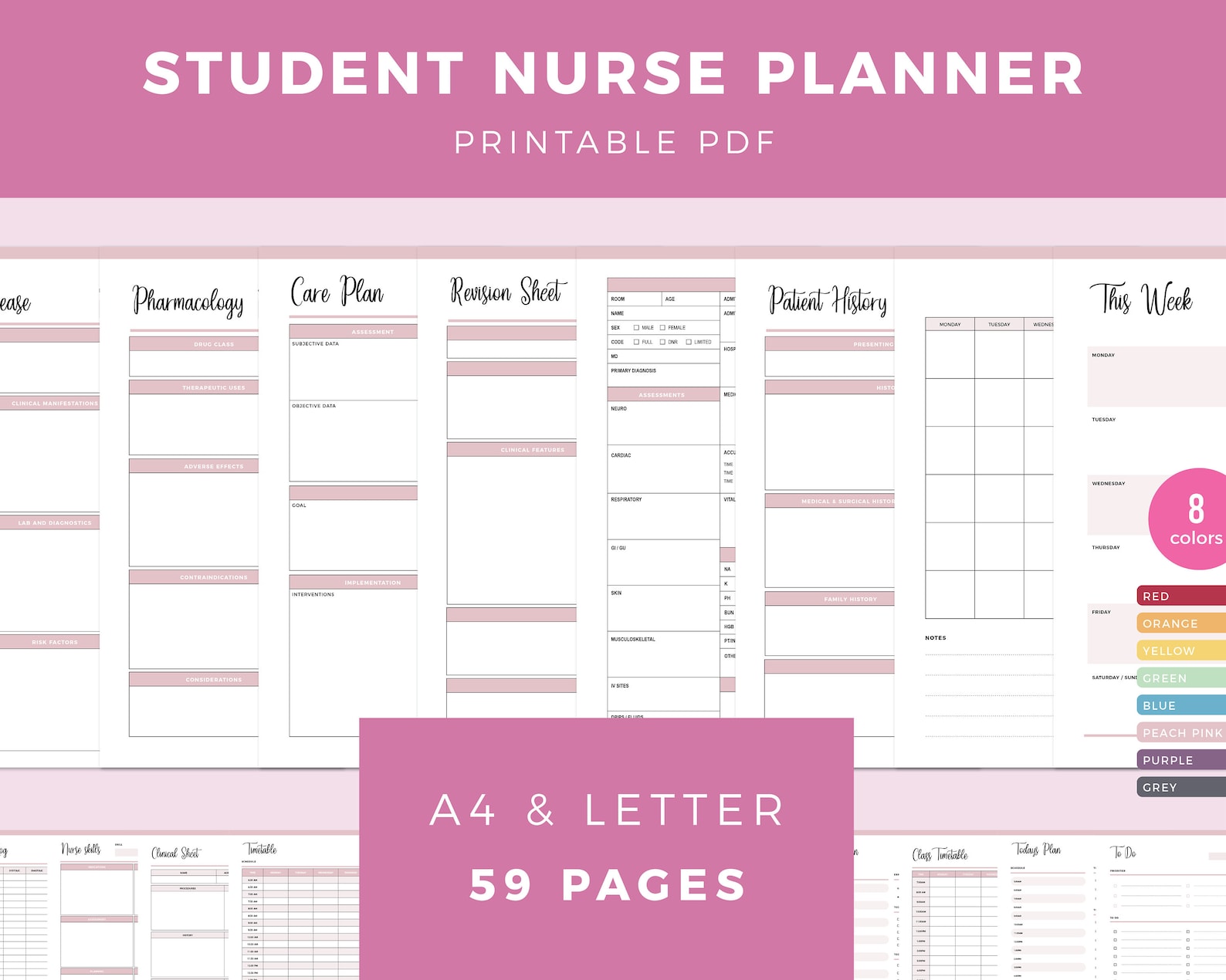Student Nurse Planner Printable Nursing Student Planner - Etsy Australia