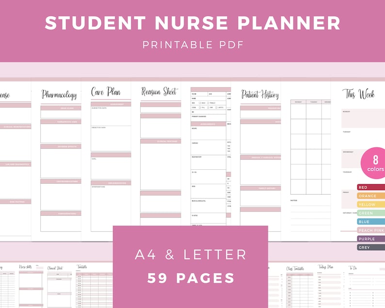 Student Nurse Planner Printable, Nursing Student Planner, Nursing ...