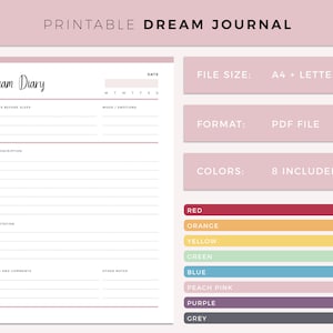 Printable Dream Journal, Print at Home Dream Diary, Dream ...