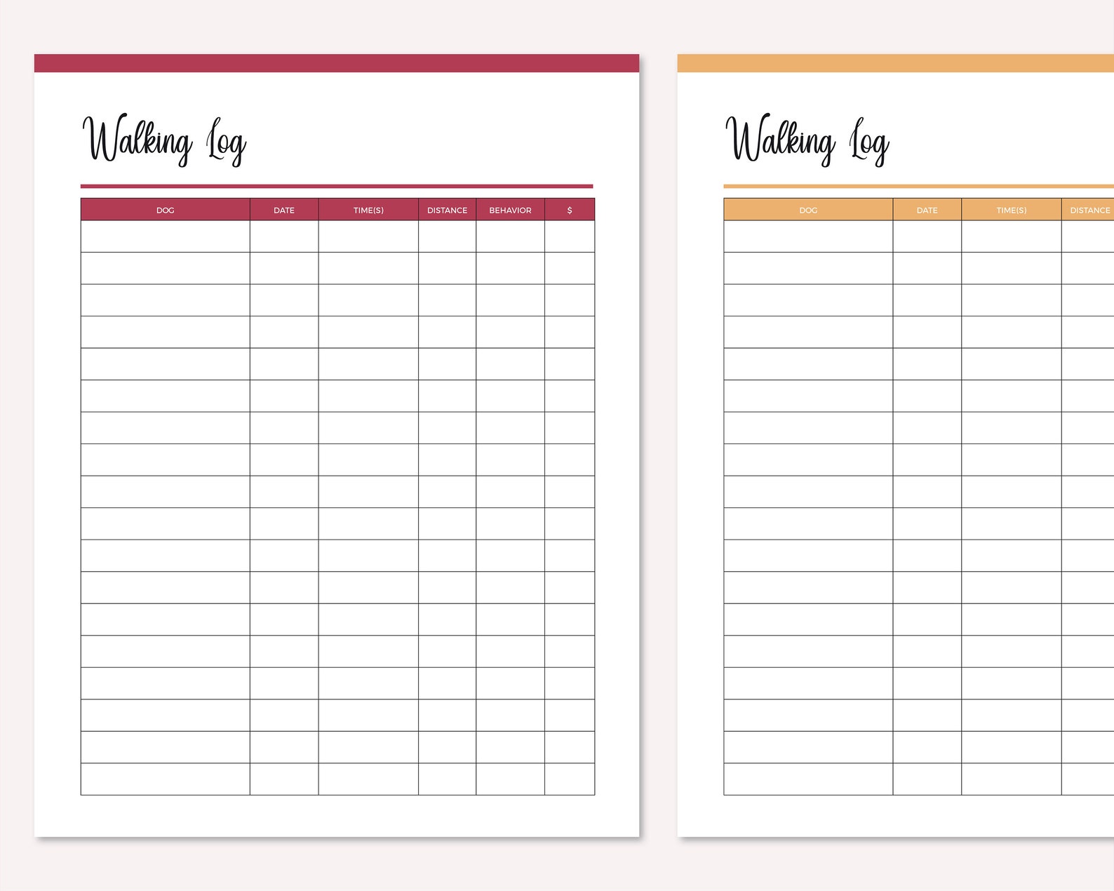 Printable Dog Walking Log Dog Walker Log Dog Walking | Etsy