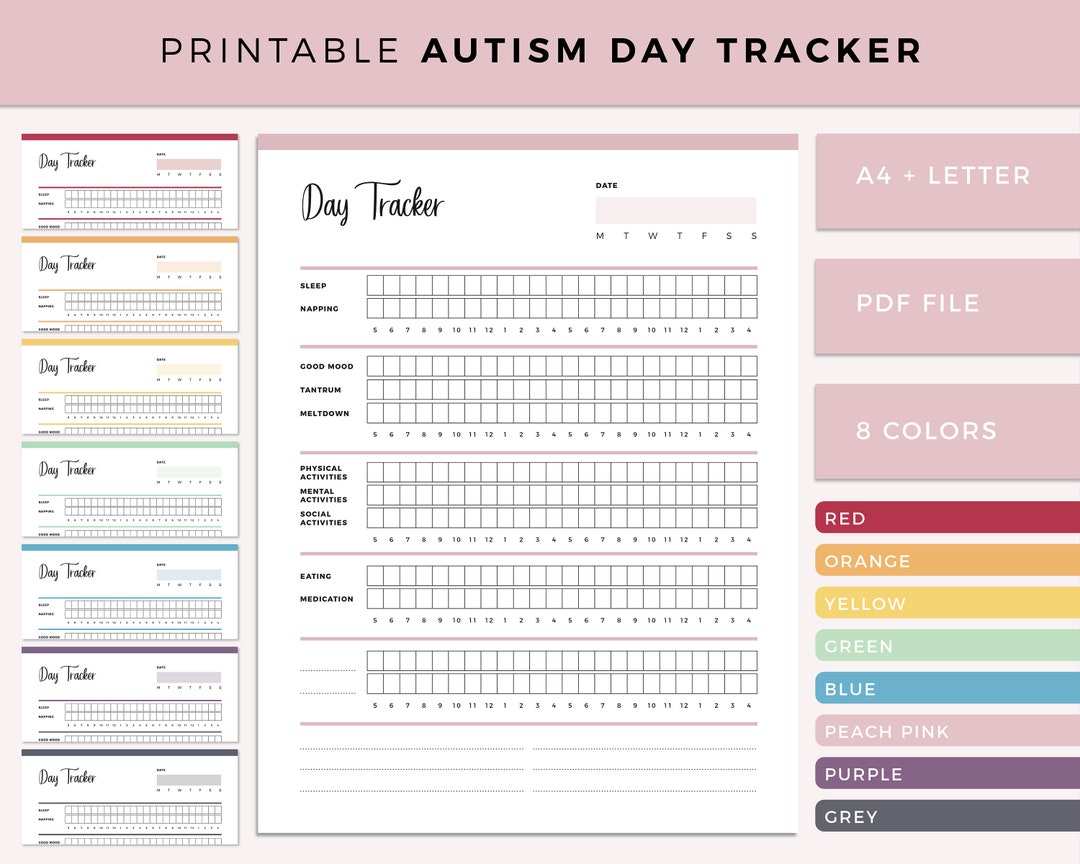 Autistic Child Care Log Printable, Day Tracker, Behavioural Log, Autism ...